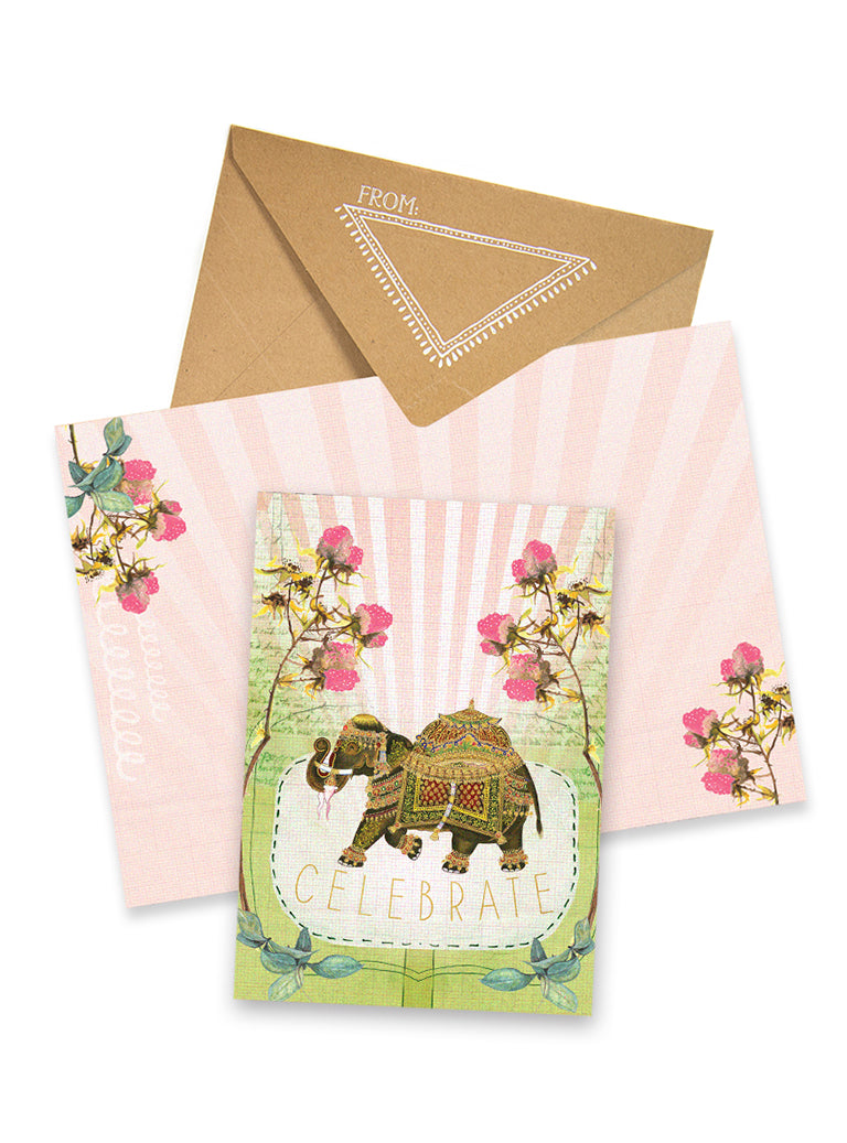 Fancy Elephant Celebrate 5x7 Greeting Card